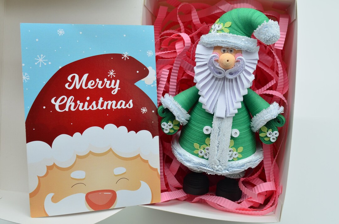 Quilling Art, Green Christmas Theme, Holiday Decor, Quilled Santa ...