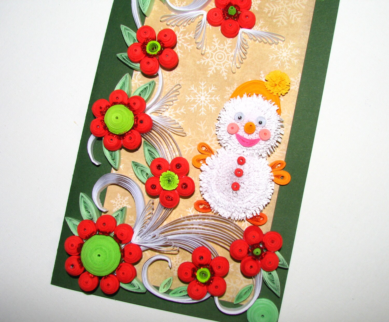 Christmas Card With Snowman, Handmade Card, Quilling Card, Christmas ...