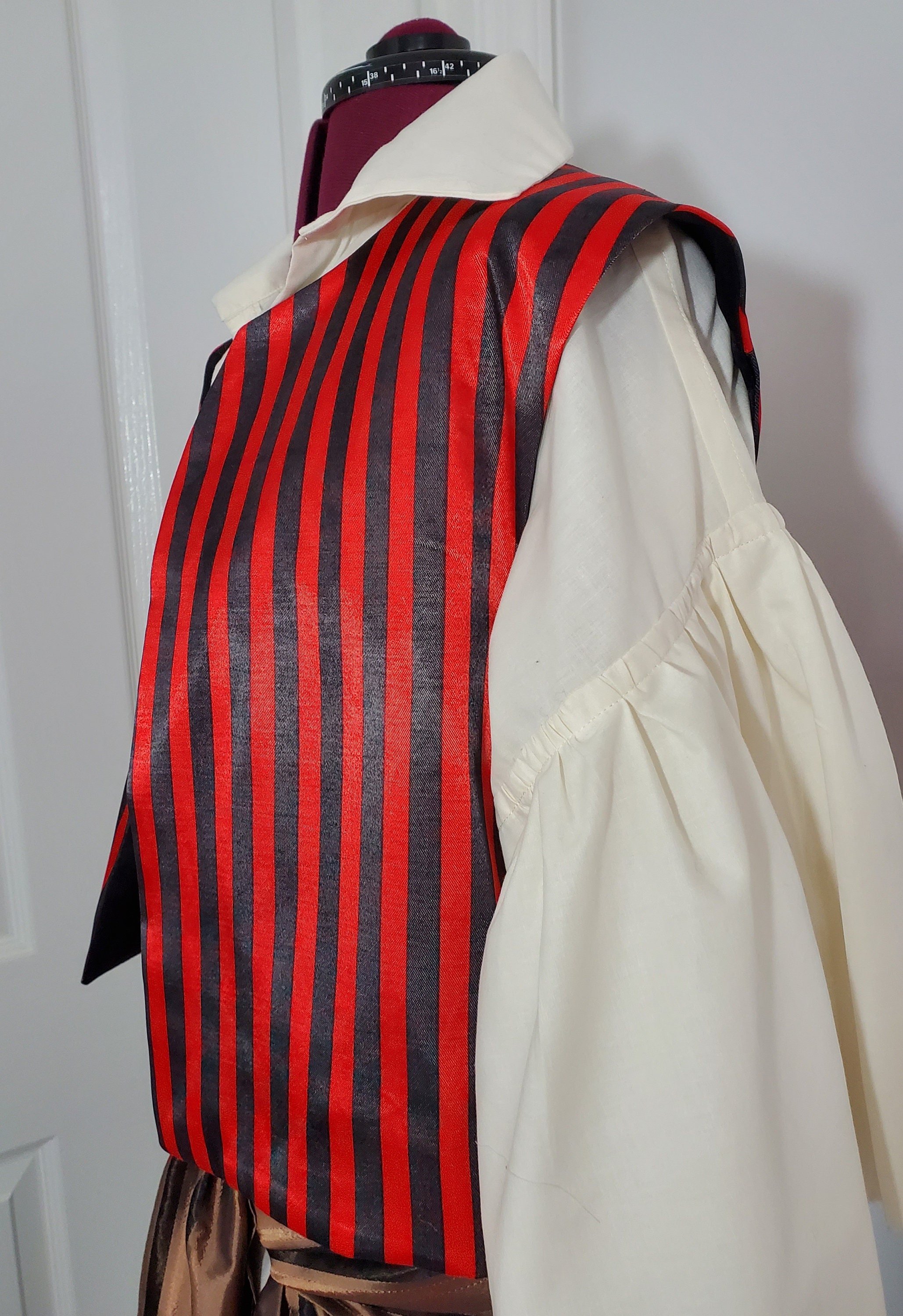 Renaissance Men's Pirate/peasant Weskit - Red & Black - Etsy