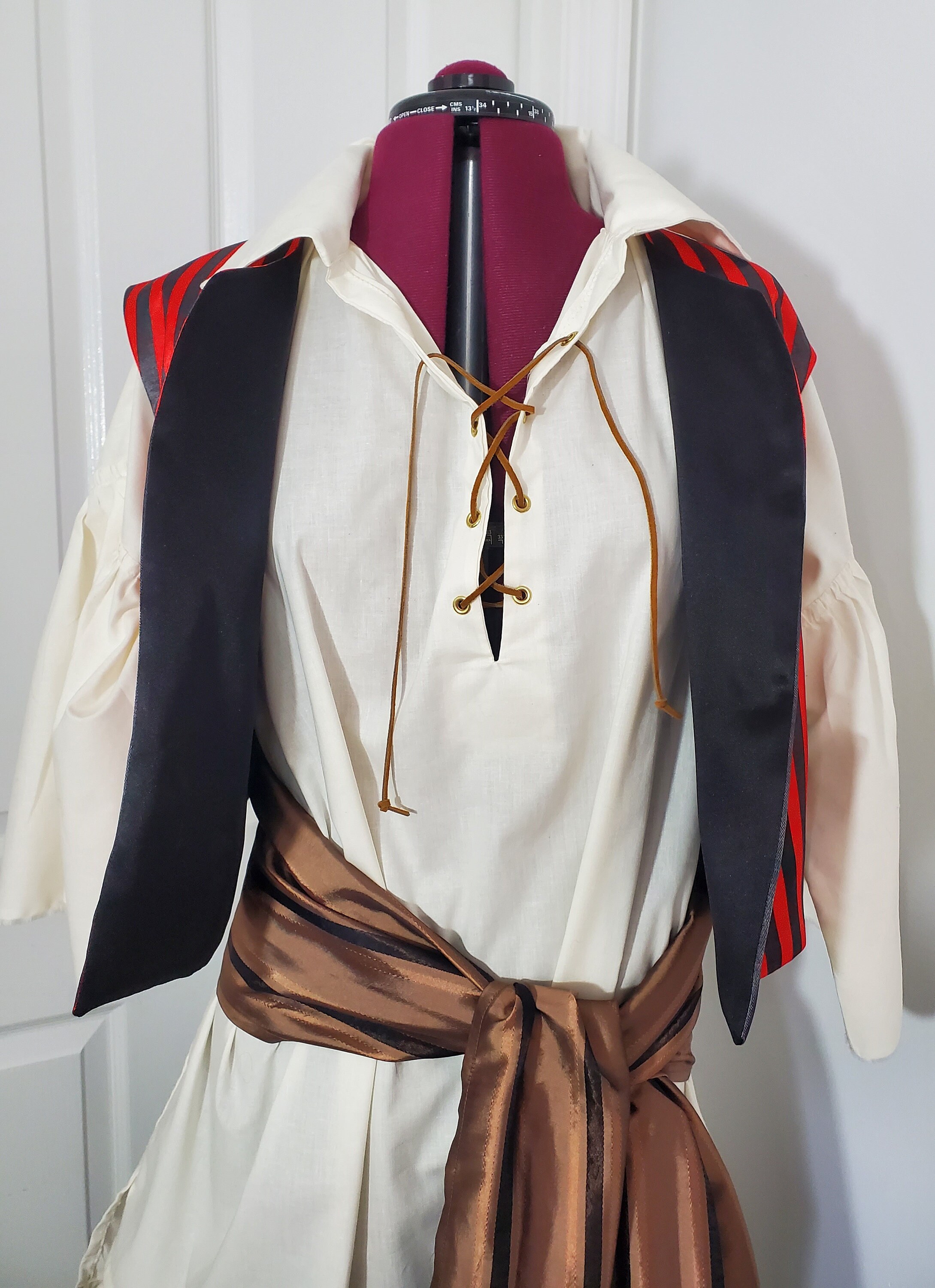 Renaissance Men's Pirate/peasant Weskit - Red & Black - Etsy