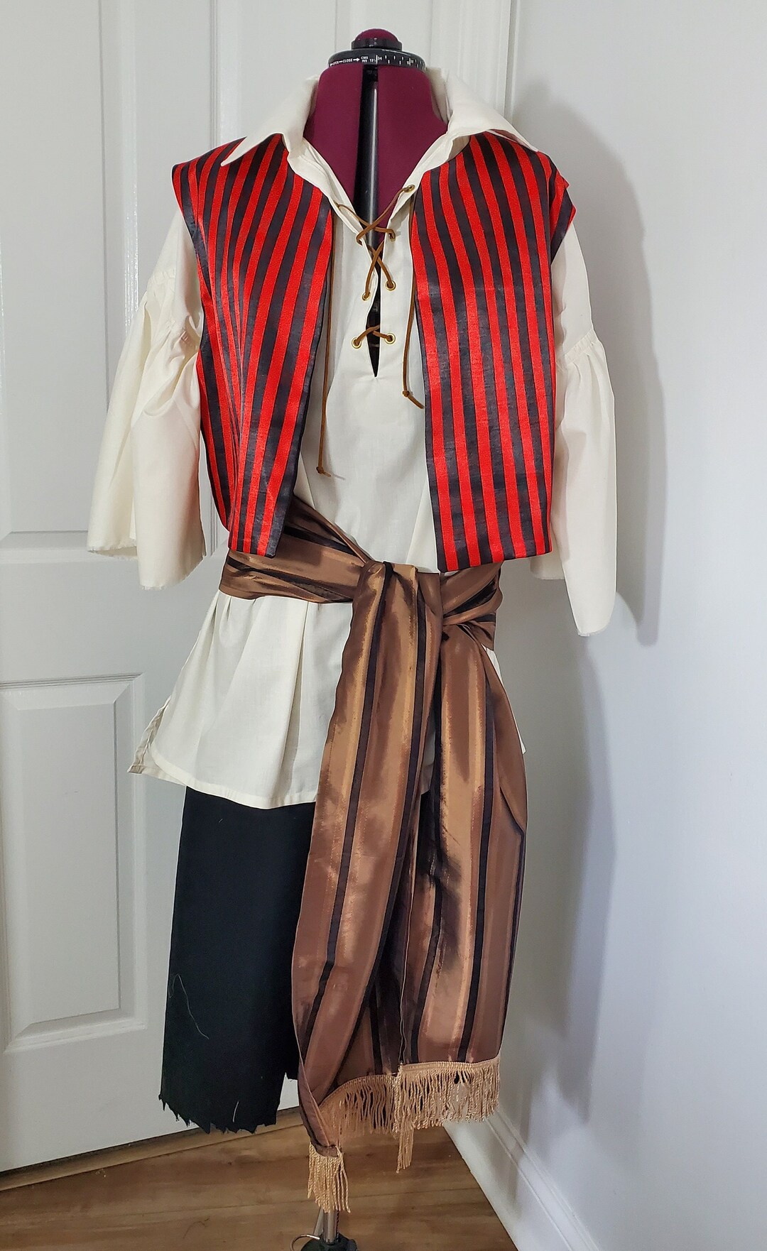 Renaissance Men's Pirate/peasant Weskit - Red & Black - Etsy