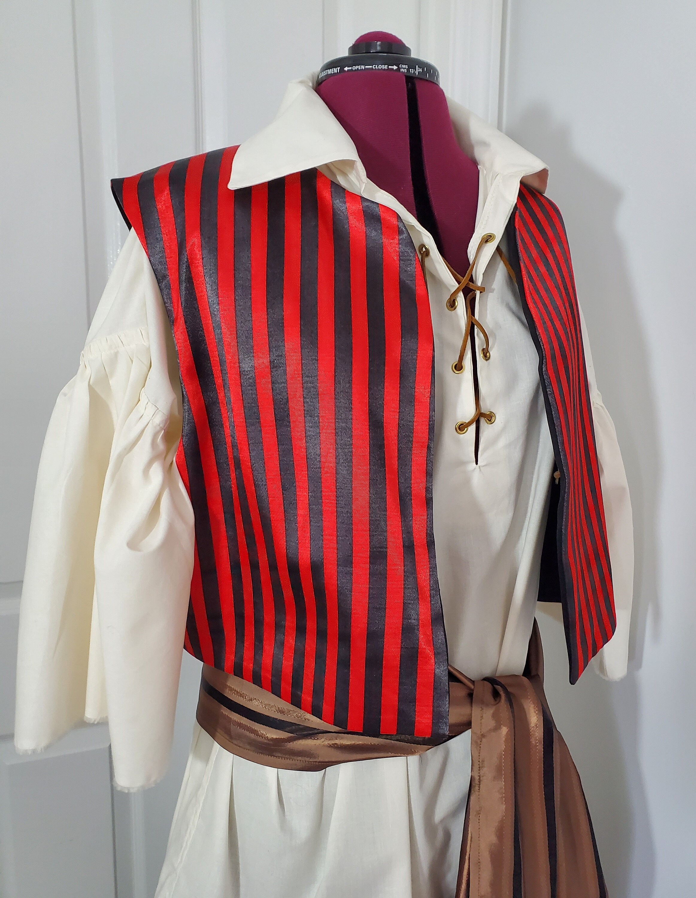 Renaissance Men's Pirate/peasant Weskit - Red & Black - Etsy