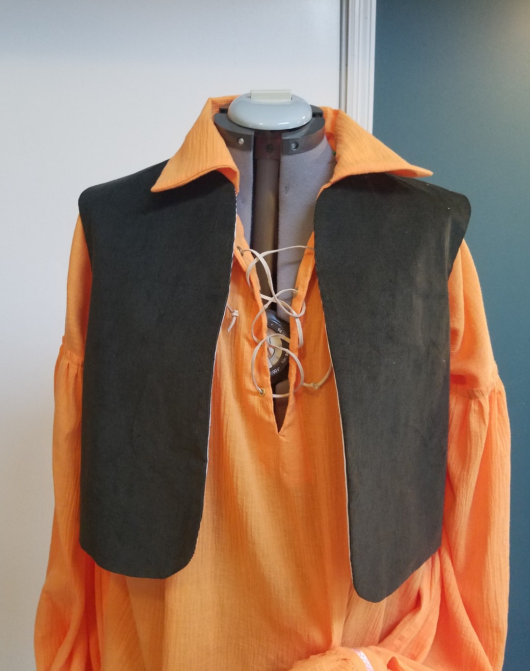 Renaissance Men's Vest/weskit Pirate/peasant Dark Olive Green - Etsy