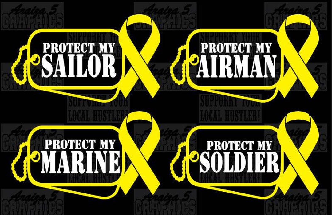 Protect My Service Member, Yellow Ribbon Deployment Decal - Etsy
