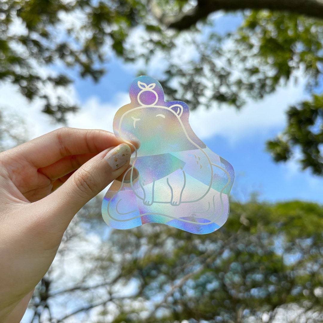 Capybara Suncatcher Rainbow Window Decal, Cute Llama Decal, Holographic ...
