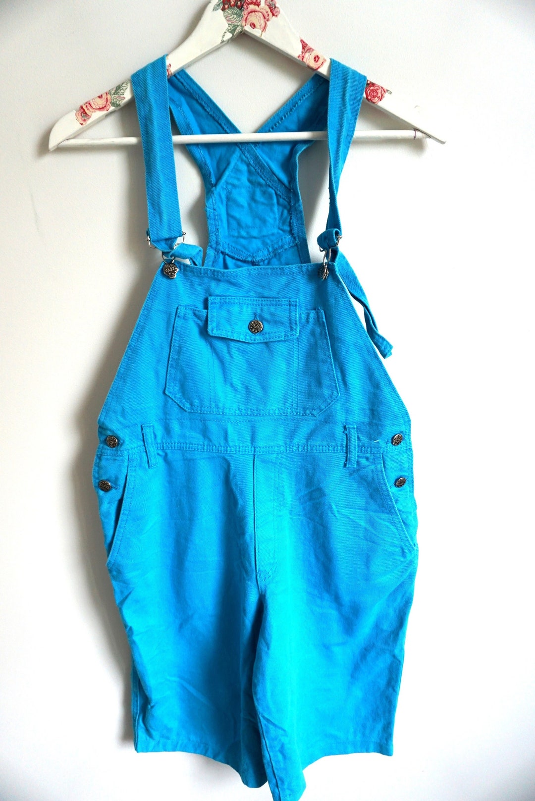 Vintage Blue Denim Short Overalls: 90s Romper Jumpsuit (M/L) - Etsy