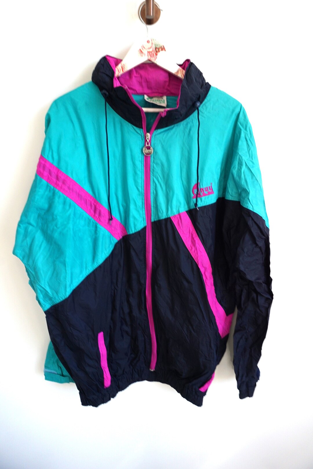 Vintage Raincoat Jacket / Crazy Pattern Windbreaker / Activewear ...