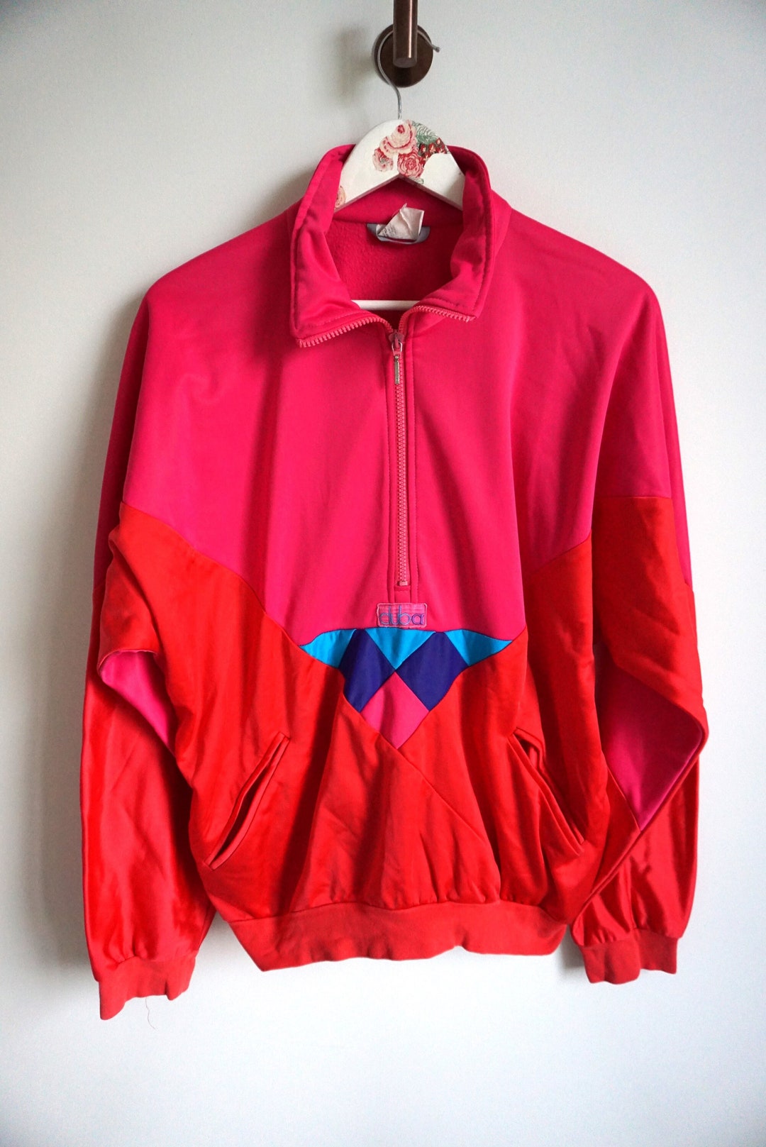 Vintage 90s Sporty Zipper Sweatshirt: Neon Pink Track Top (L) - Etsy
