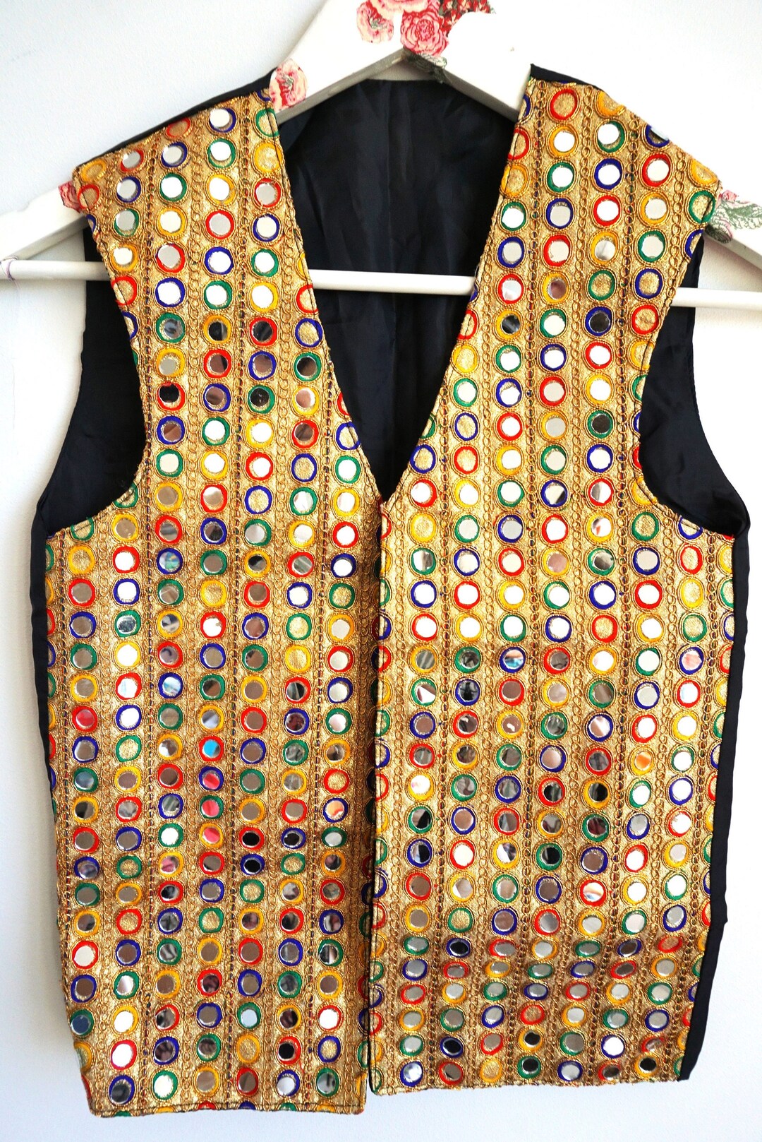 Vintage 90s Pearl Mirror Vest: Gold & Black Party Top - Etsy