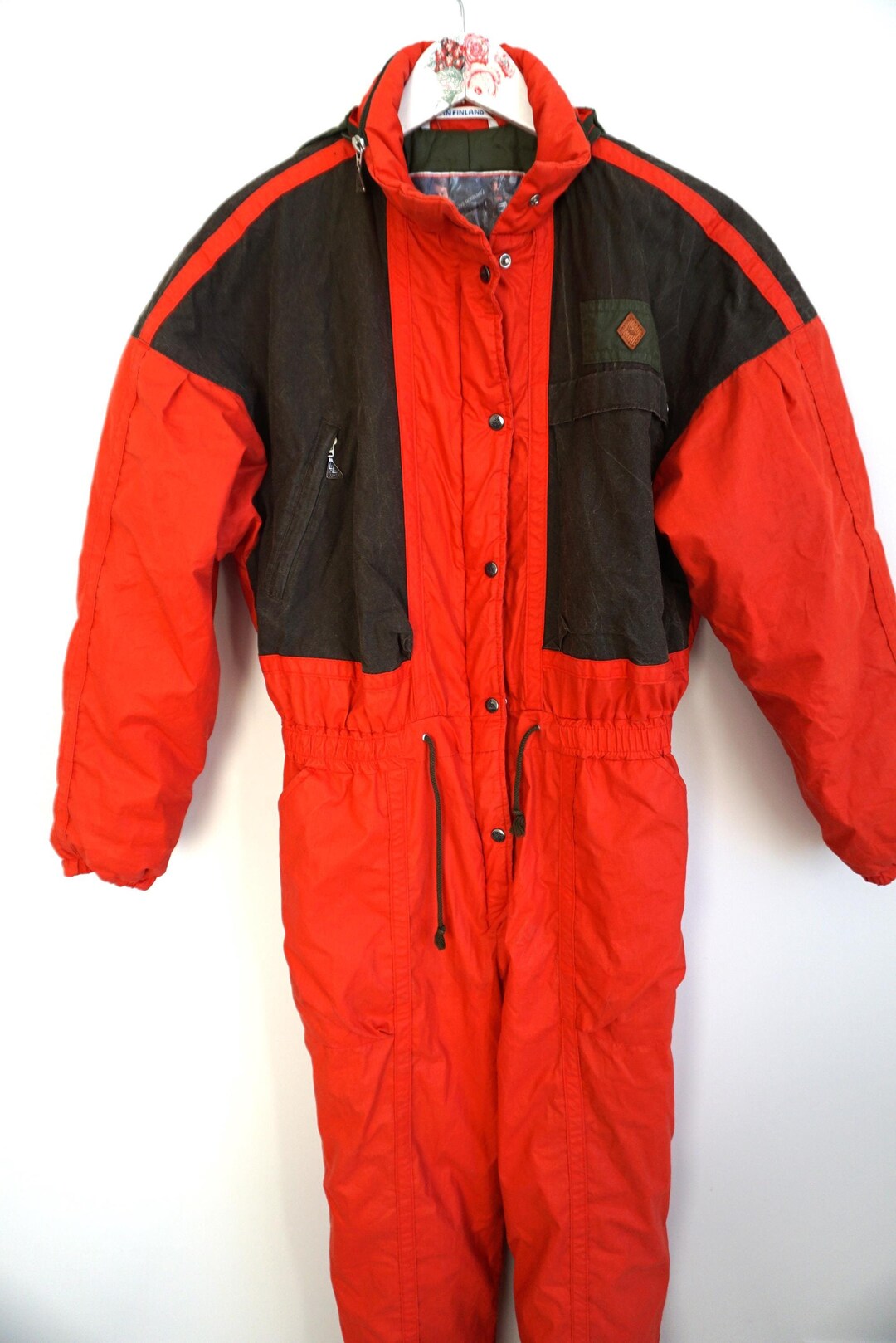 Vintage One Piece Skiing Suit / Ski Wear / Red / Skisuit M / L ...