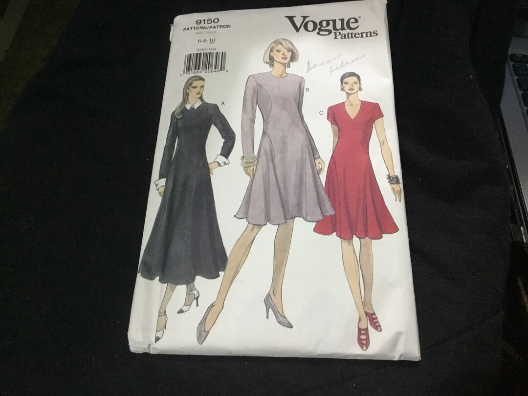 Vintage 1994 Vogue 9150 Pattern, Flared Dress Pattern, Dress Pattern ...