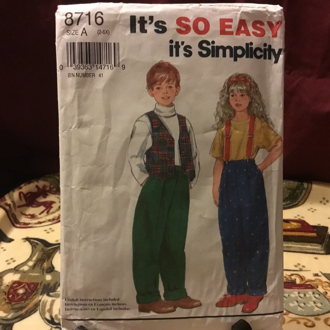 Vintage 1993 Simplicity Pattern 8716 Sizes 2 to 6X Childs Pants and ...