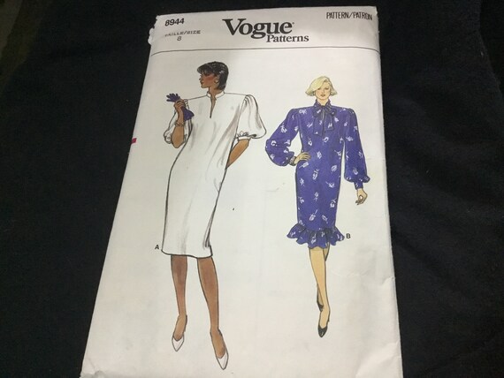 Vogue Sewing Pattern 8944 Vintage 1980s Misses Dress - Etsy