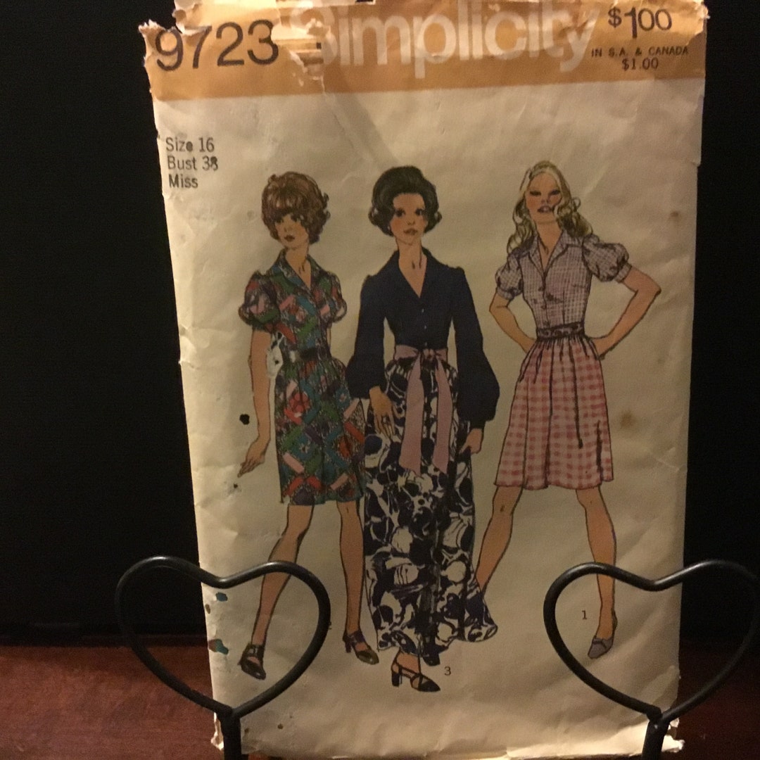 Vintage 1970s Simplicity Pattern 9723 Size 16 Misses Stepin Shirt Dress ...