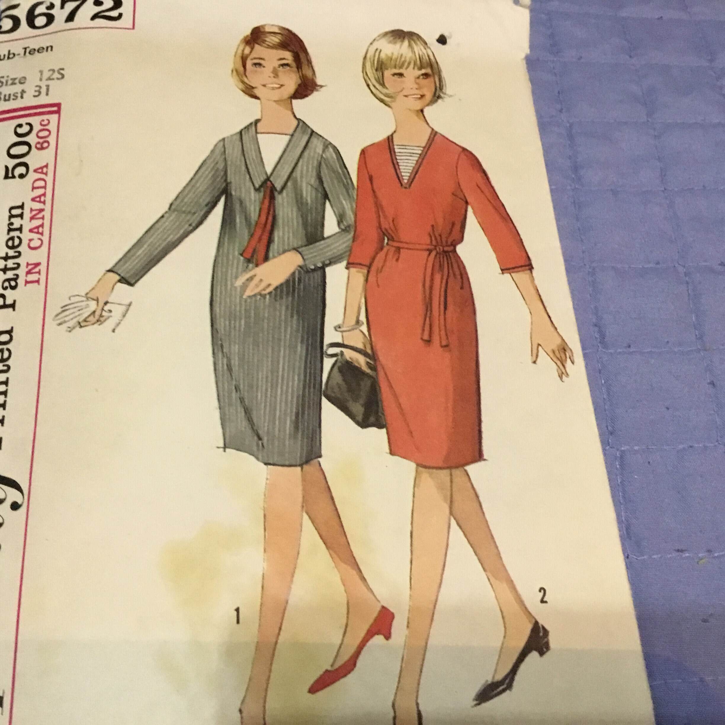 Vintage 1960s Simplicity pattern 5672 sub teen 12S - Etsy.de