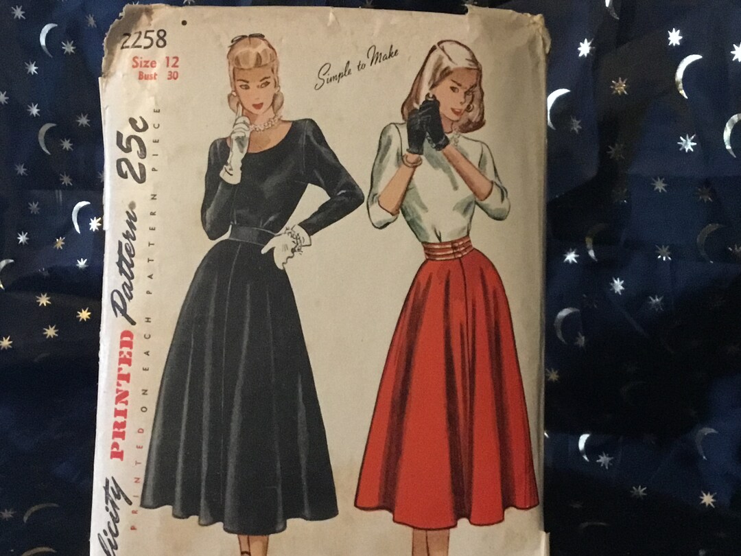 Vintage 1947 Simplicity Pattern 2258 Junior Misses and - Etsy