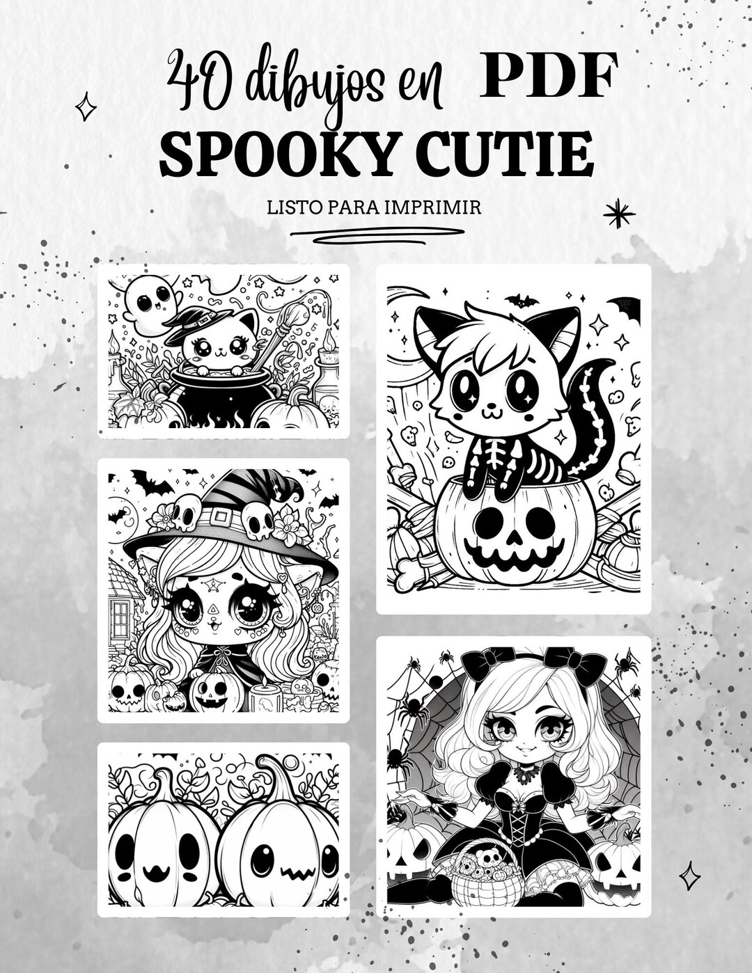40 Spooky Cutie Coloring Pages - Etsy