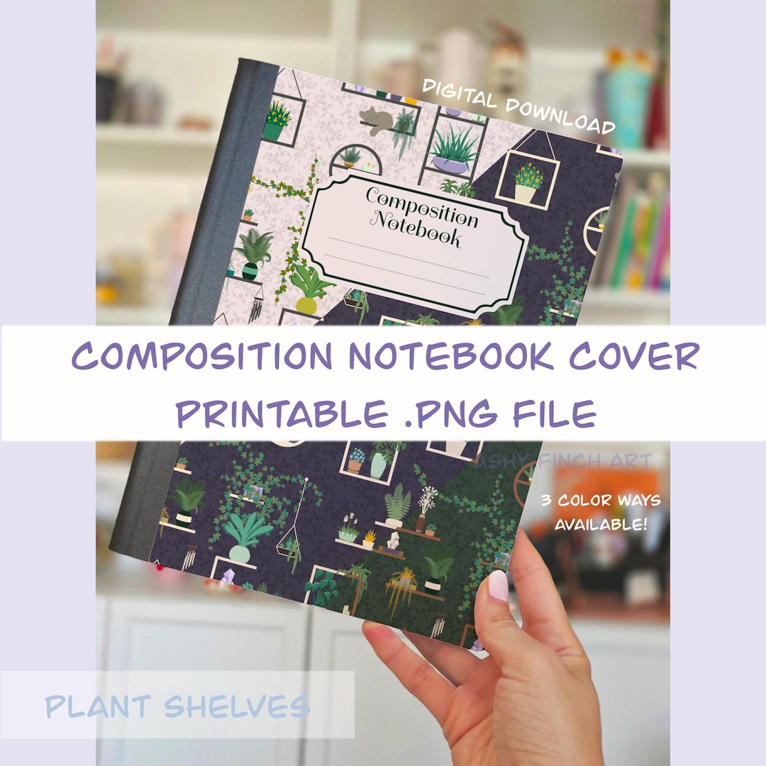 Printable Cover for Composition Notebook (PNG Digital Download) - Hand ...