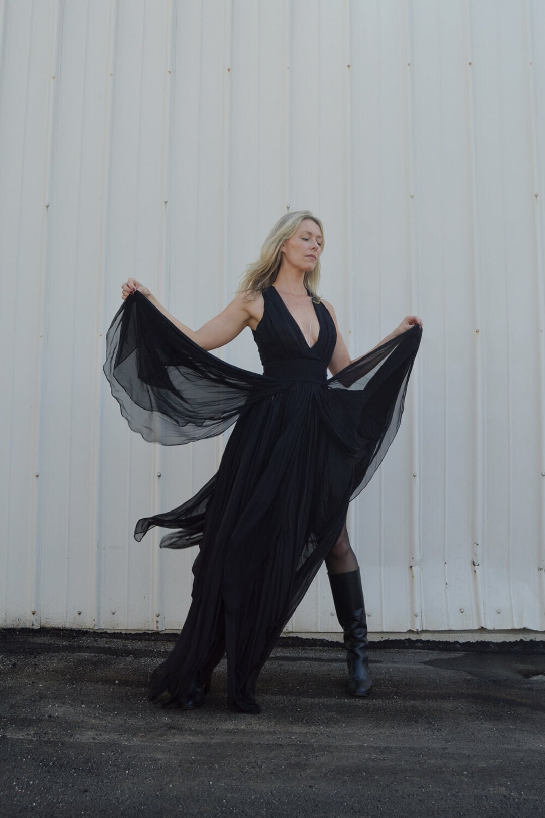 Wicked High Slit Dress Black Veil Size S/m - Etsy