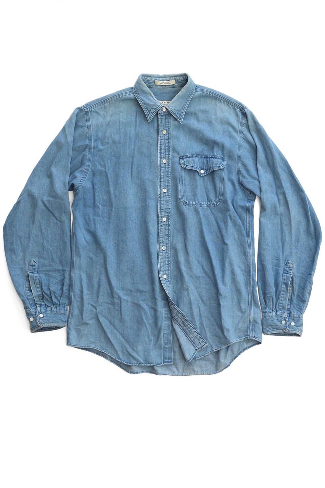 Soft Denim Collared Shirt - Sun Bleached Blue - Size Large - Etsy