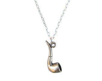 Silver Pipe Necklace - Sterling Silver Pipe Charm on a Delicate ...