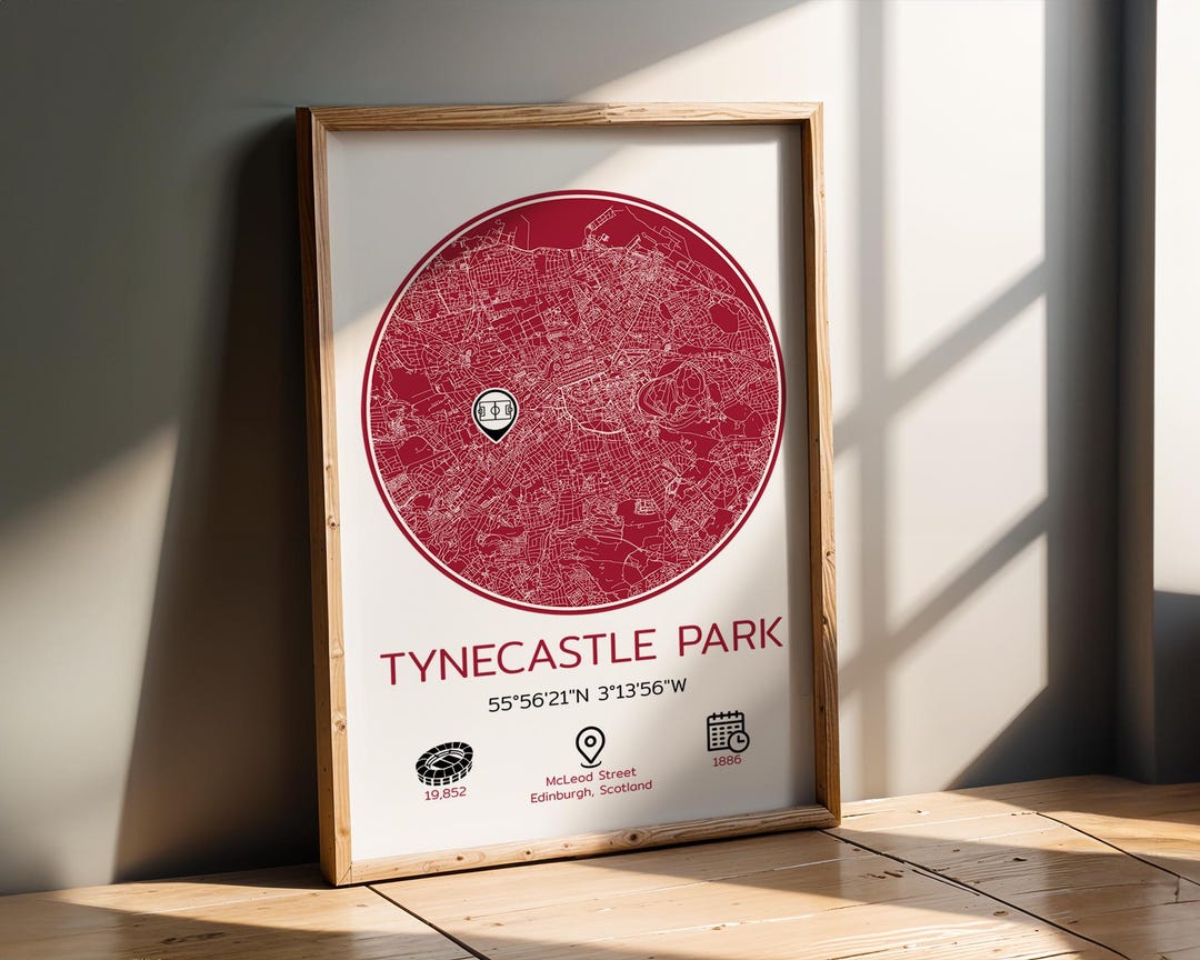 Hearts Map Tynecastle Park Football Ground Map Soccer Poster A1 to A4 ...