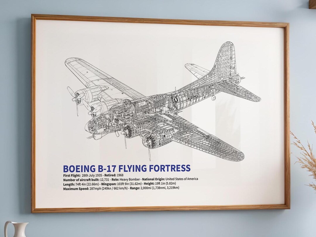 B-17 Flying Fortress Blueprint Poster: WWII Bomber Art - Etsy