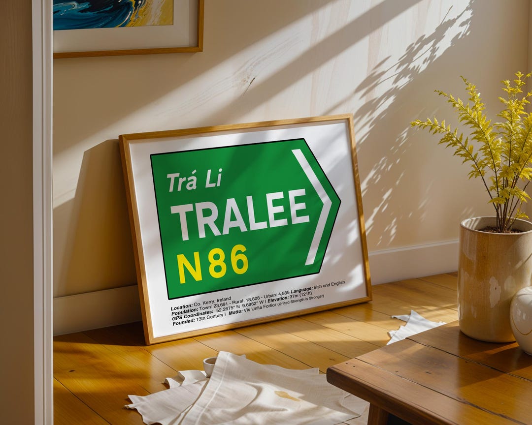 Tralee County Kerry Irish Road Sign Poster - Etsy