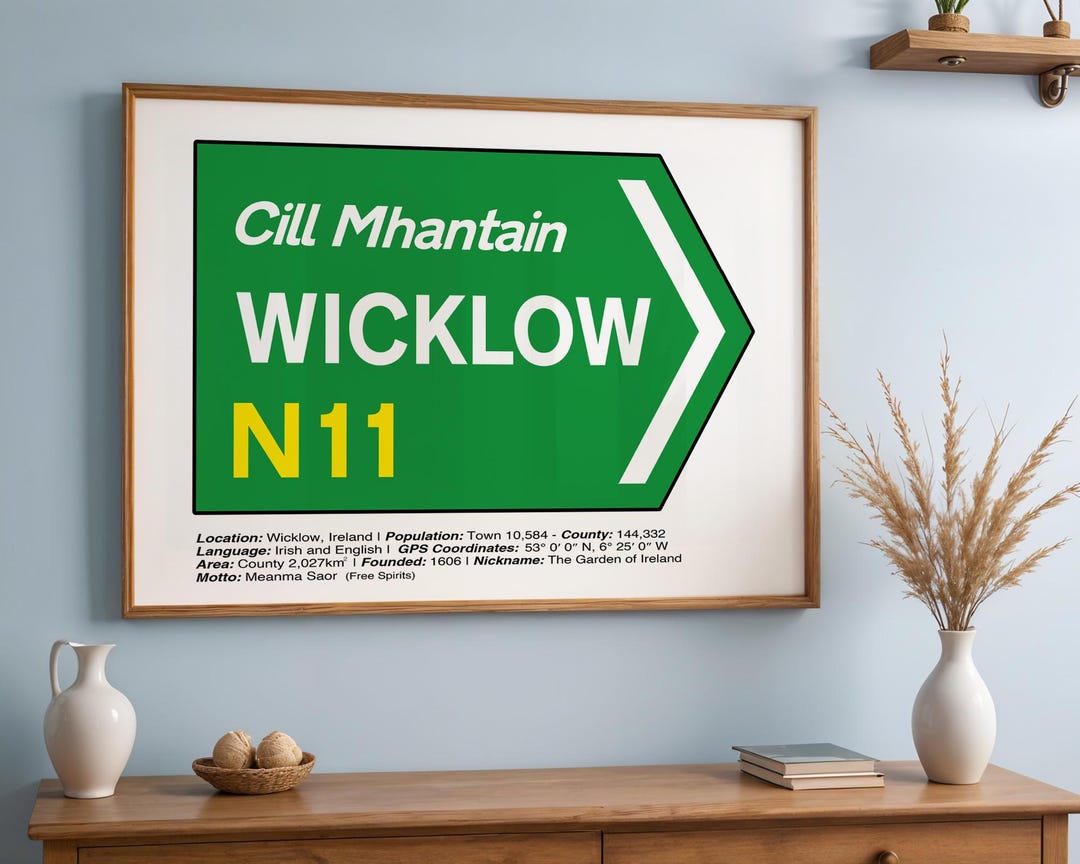 Irish Road Signs - WICKLOW, Irish Gift for Him, Gift for Her, Irish ...