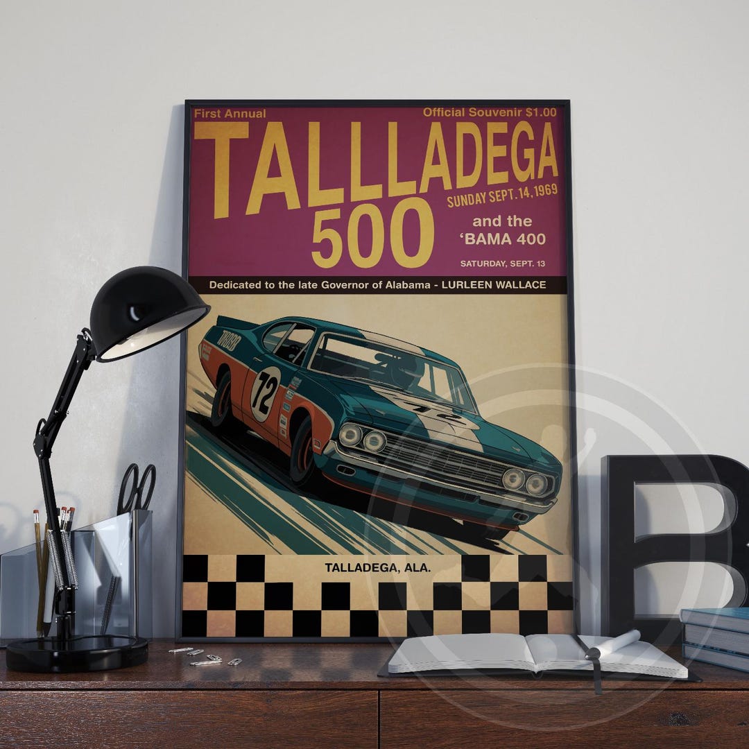 1969 Talladega 500 Race Poster: Retro Motorsport Wall Art - Etsy