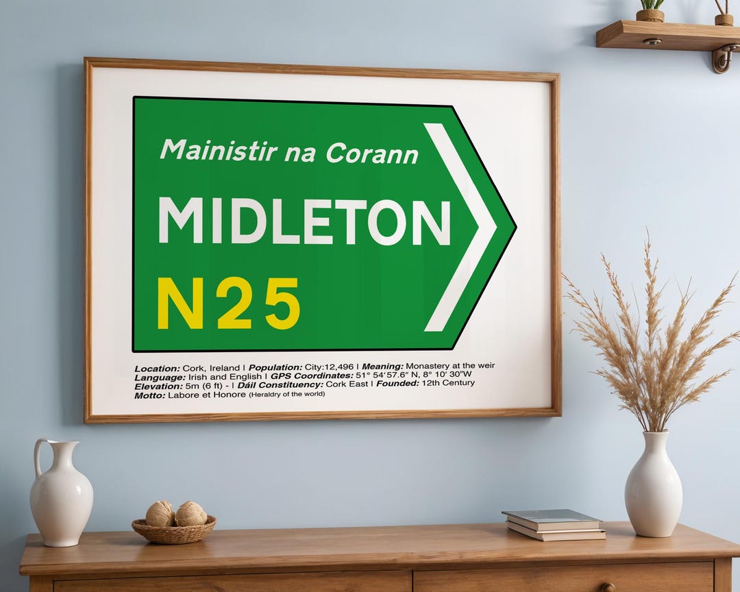 Irish Road Signs - Midleton County Cork, Irish Gift for Him, Gift for ...