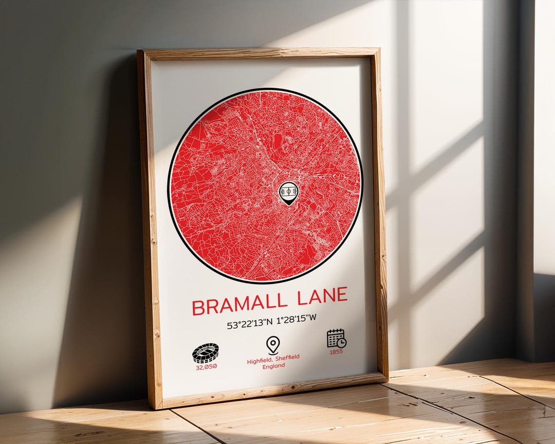 EFL English Football Club Stadium Maps Poster, Blackburn, Sheffield ...