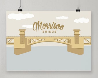 Portland Bridges / Illustrated Print / Portland Oregon | Etsy
