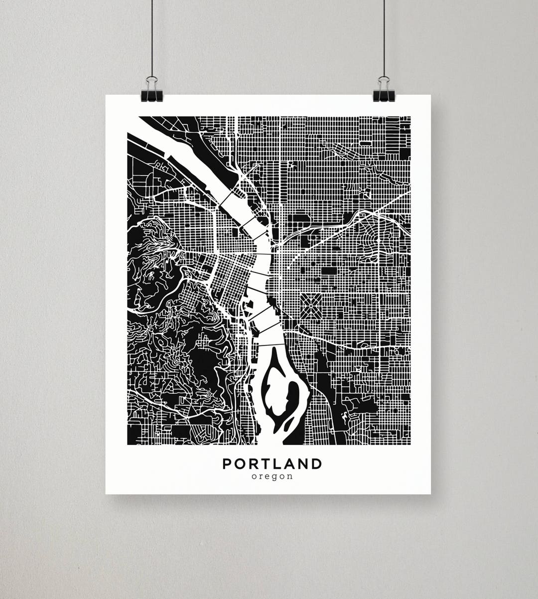 Portland Map / Illustrated Digital Download / Portland, Oregon Poster ...
