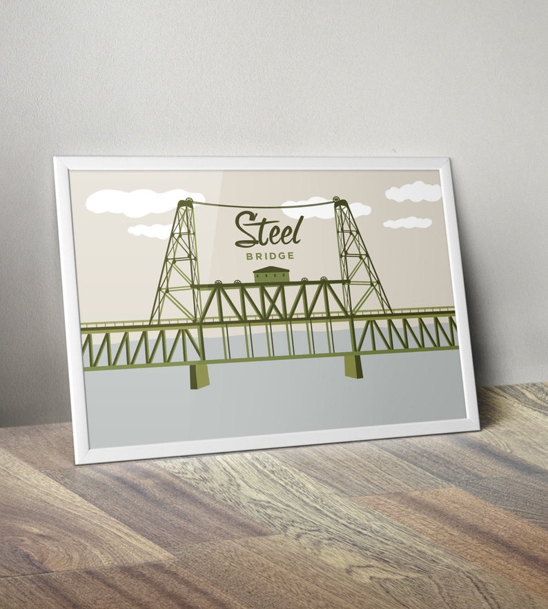 Steel Bridge / Illustrated Digital Download / Portland Oregon - Etsy