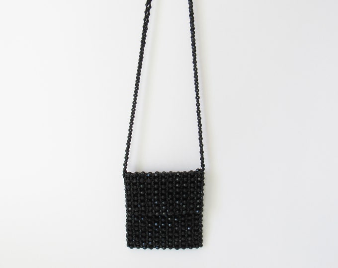 Small Black Beaded Purse - Small Square Beaded Handbag - Cross Body ...