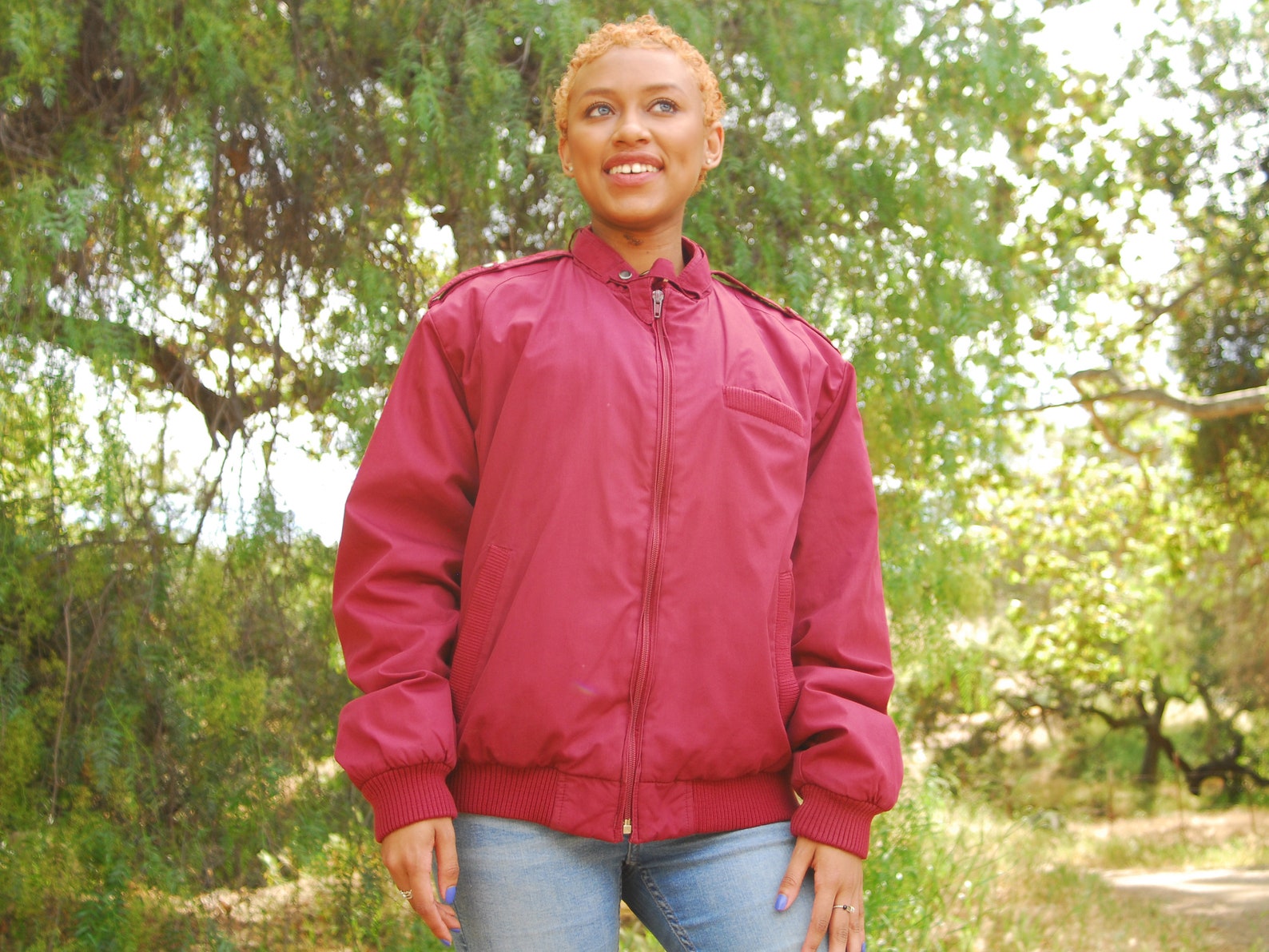 Maroon Bomber Jacket Burgundy Red Zip Up Quilted Lining | Etsy