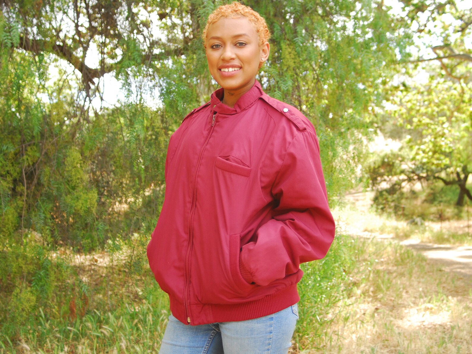 Maroon Bomber Jacket Burgundy Red Zip Up Quilted Lining | Etsy