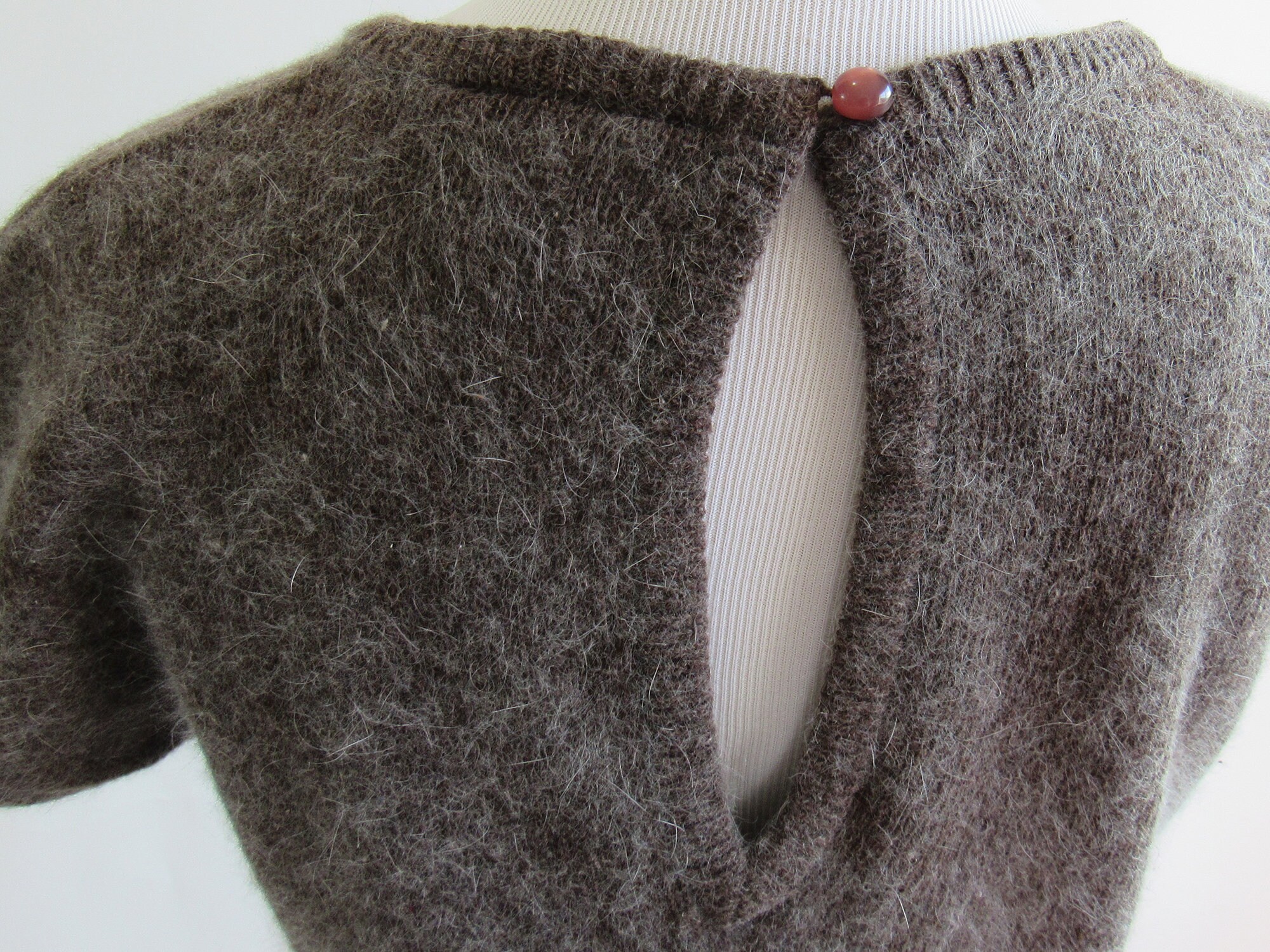 80s Grey Brown Cap Sleeve Sweater Cropped Lambswool Angora | Etsy