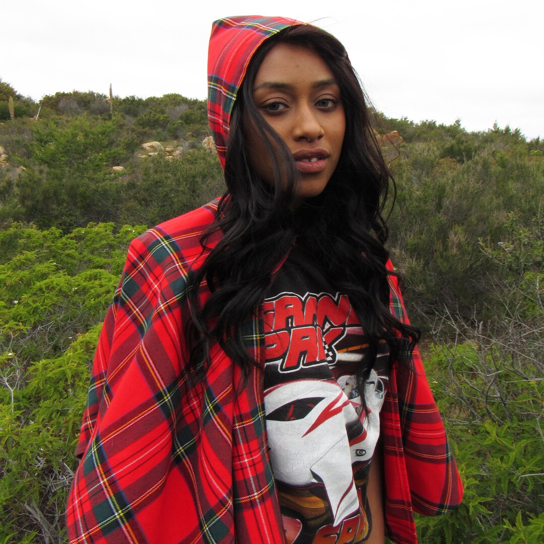 Red Plaid Cape Classic Little Red Riding Hood Cape Red Plaid Tartan ...