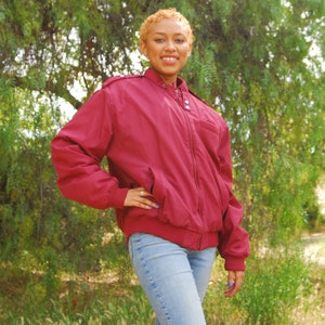 Maroon Bomber Jacket Burgundy Red Zip up Quilted Lining - Etsy