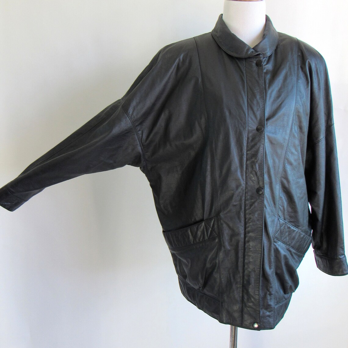80s Black Leather Jacket Classic Simple 1980s Black Leather - Etsy