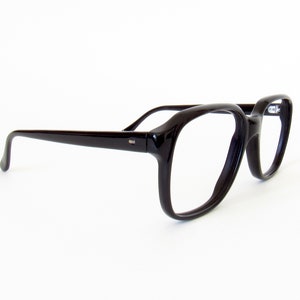 Vintage Black Hipster Eyeglasses Frames - 1980s Rectangular Black ...