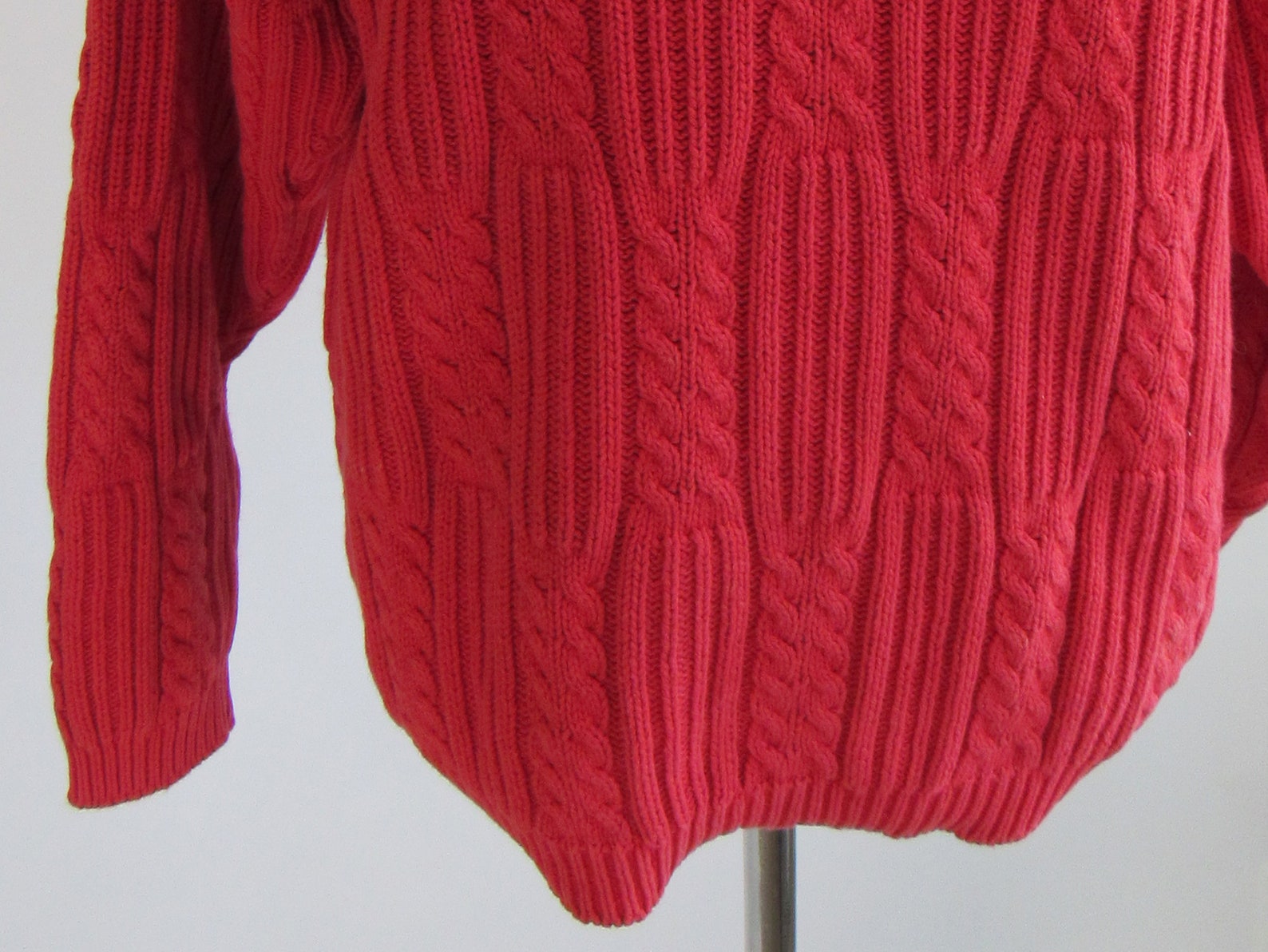 90s Red Cable Knit Sweater Simple Crew Neck Sweater | Etsy