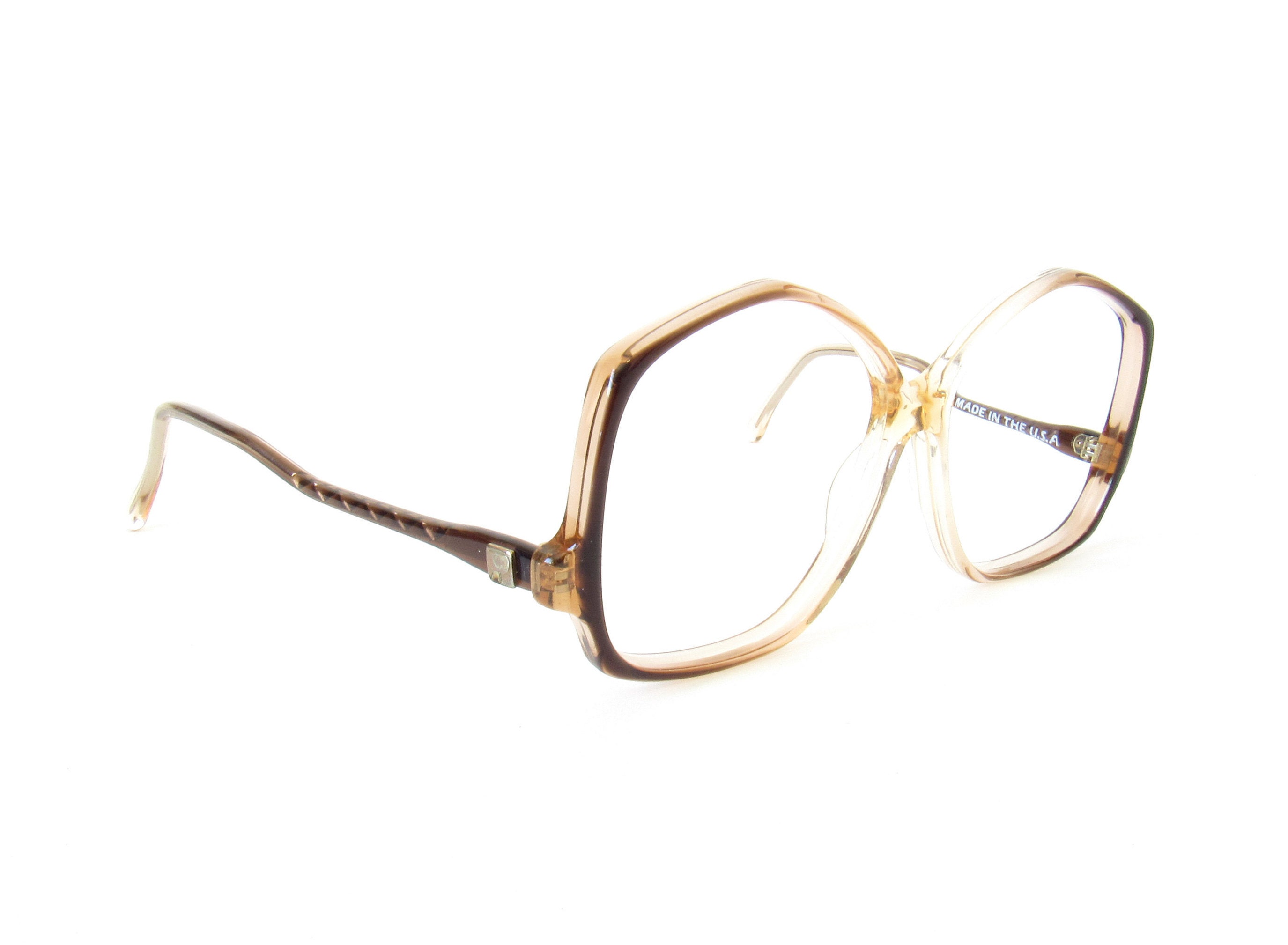 Oversized 1980s Eyeglasses Frames: Brown Drop Arm Glasses (no Lenses ...