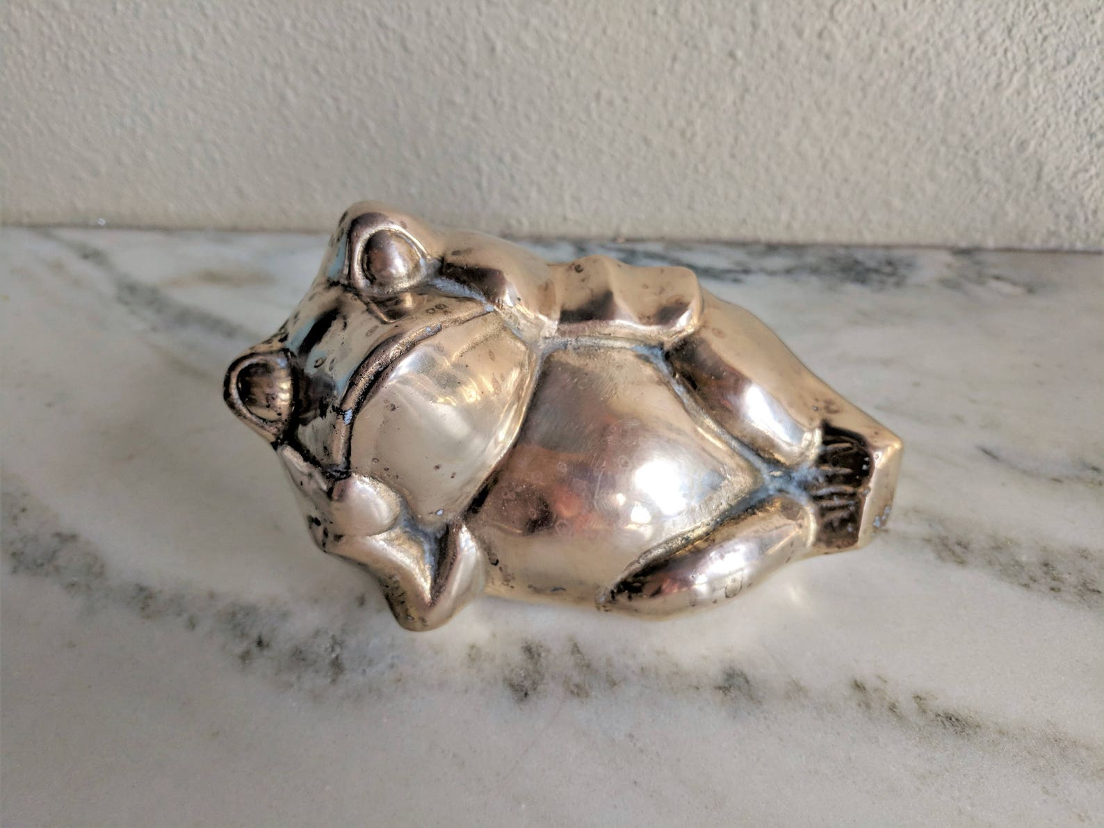 Large Solid Brass Frog Figurine Statue Gold Frog Desk | Etsy