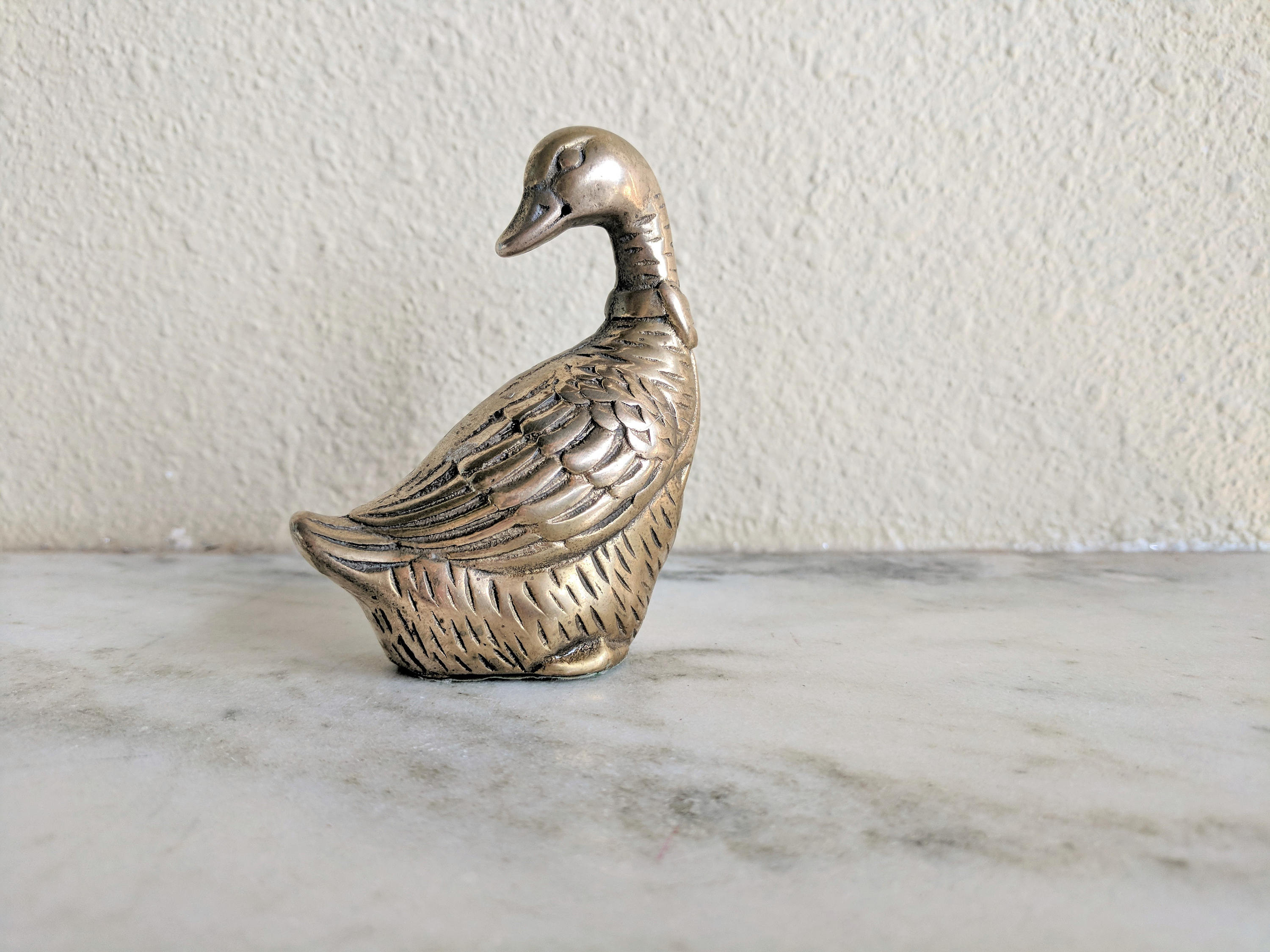 Vintage Carved Brass Duck Goose Figure Gold Duck Statue | Etsy