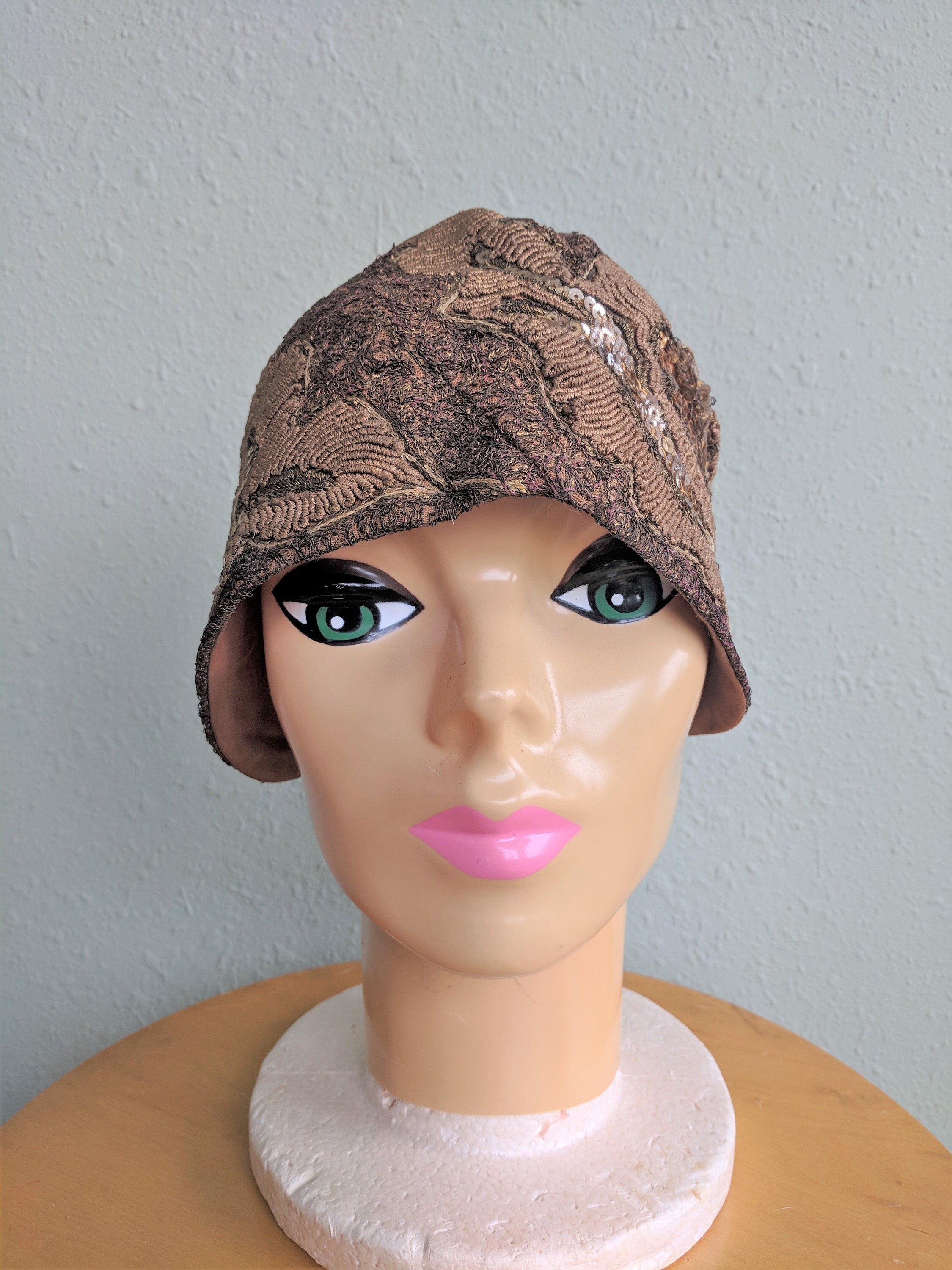 1920s Couture Flapper Skullcap Art Deco Sequin Beaded Evening | Etsy
