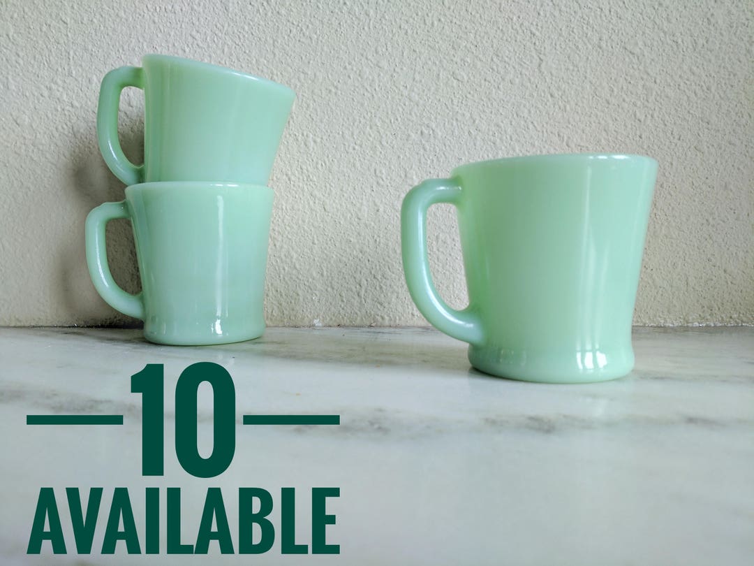 4 FLAWED Fire King Jadeite Coffee Mugs, Vintage Jadeite D Handle ...