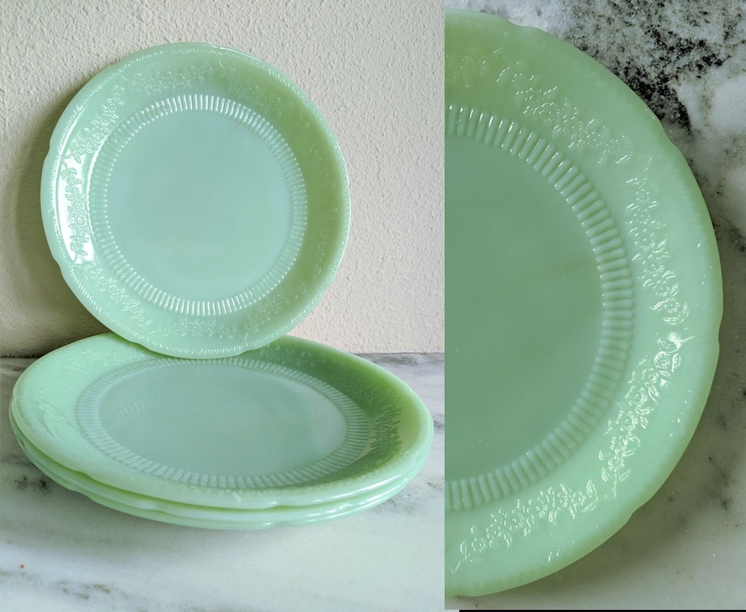 4 Fire King Alice Jadeite Dinner Plates, Vintage Jadeite Dishes Plate ...
